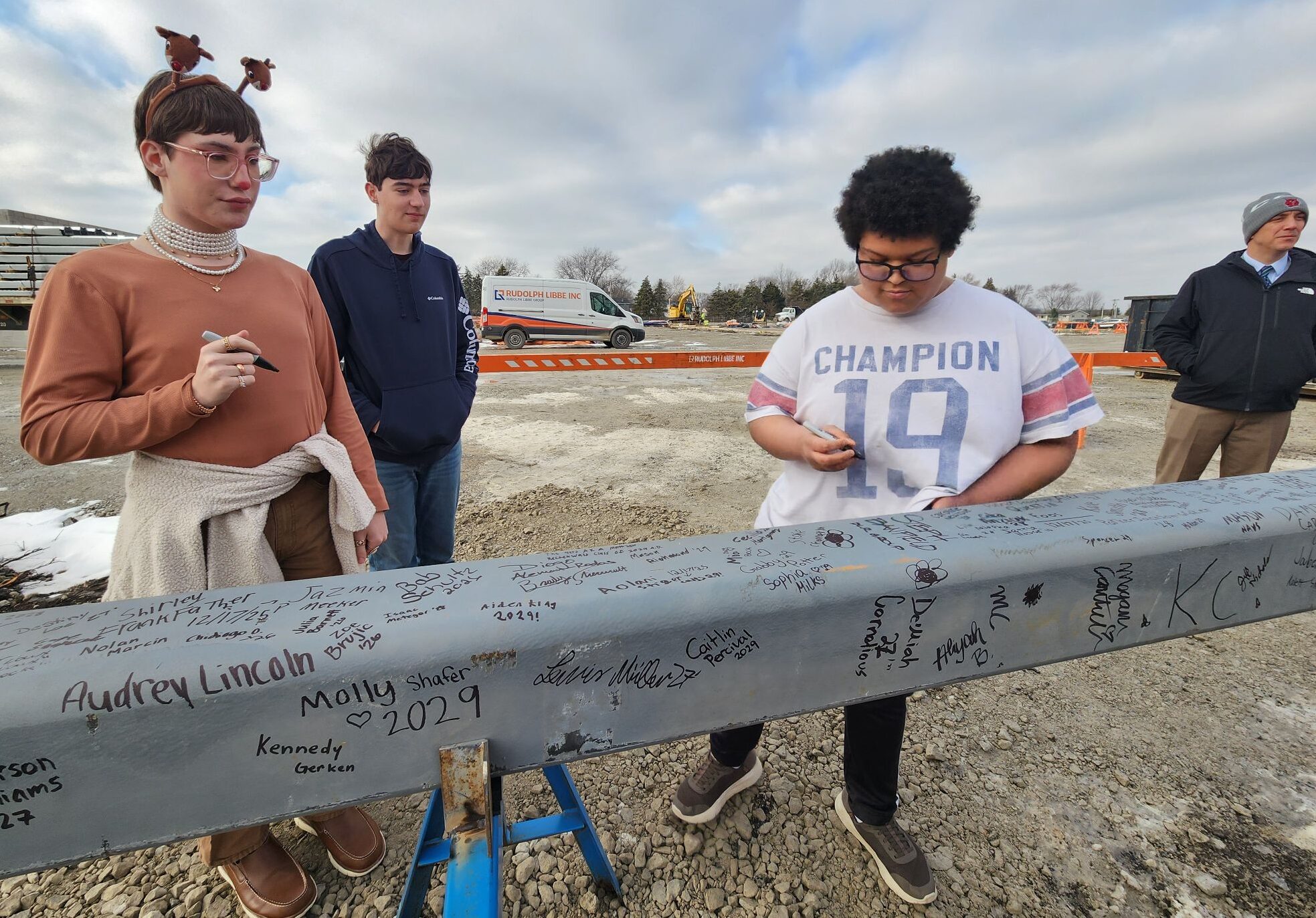 Sign on the steel beam – BGHS students autograph the first beam to be ...
